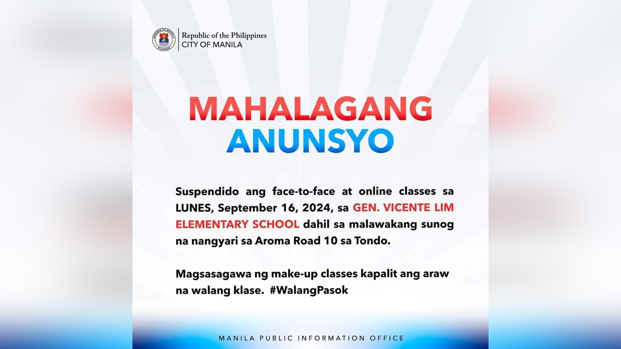 Pasok sa isang paaralan sa Maynila, sinuspinde matapos ang insidente ng sunog - RMN Networks