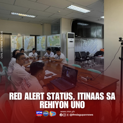 𝗥𝗘𝗗 𝗔𝗟𝗘𝗥𝗧 𝗦𝗧𝗔𝗧𝗨𝗦, 𝗜𝗧𝗜𝗡𝗔𝗔𝗦 𝗦𝗔 𝗥𝗘𝗛𝗜𝗬𝗢𝗡 𝗨𝗡𝗢 - RMN Networks