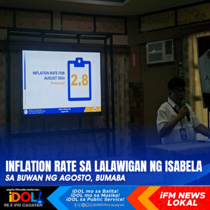 INFLATION RATE SA LALAWIGAN NG ISABELA SA BUWAN NG AGOSTO, BUMABA - RMN ...