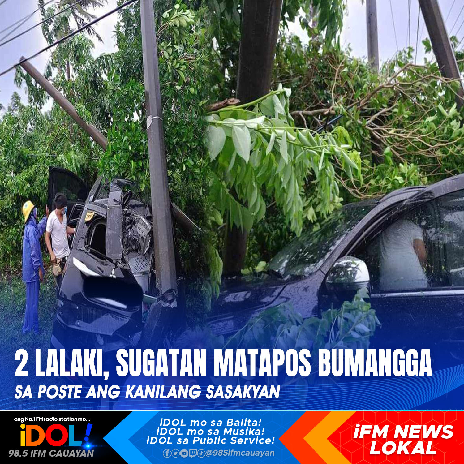 2 LALAKI, SUGATAN MATAPOS BUMANGGA SA POSTE ANG KANILANG SASAKYAN - RMN ...