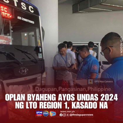 𝗢𝗣𝗟𝗔𝗡 𝗕𝗬𝗔𝗛𝗘𝗡𝗚 𝗔𝗬𝗢𝗦 𝗨𝗡𝗗𝗔𝗦 𝟮𝟬𝟮𝟰 𝗡𝗚 𝗟𝗧𝗢 𝗥𝗘𝗚𝗜𝗢𝗡 𝟭, 𝗞𝗔𝗦𝗔𝗗𝗢 𝗡𝗔 - RMN Networks