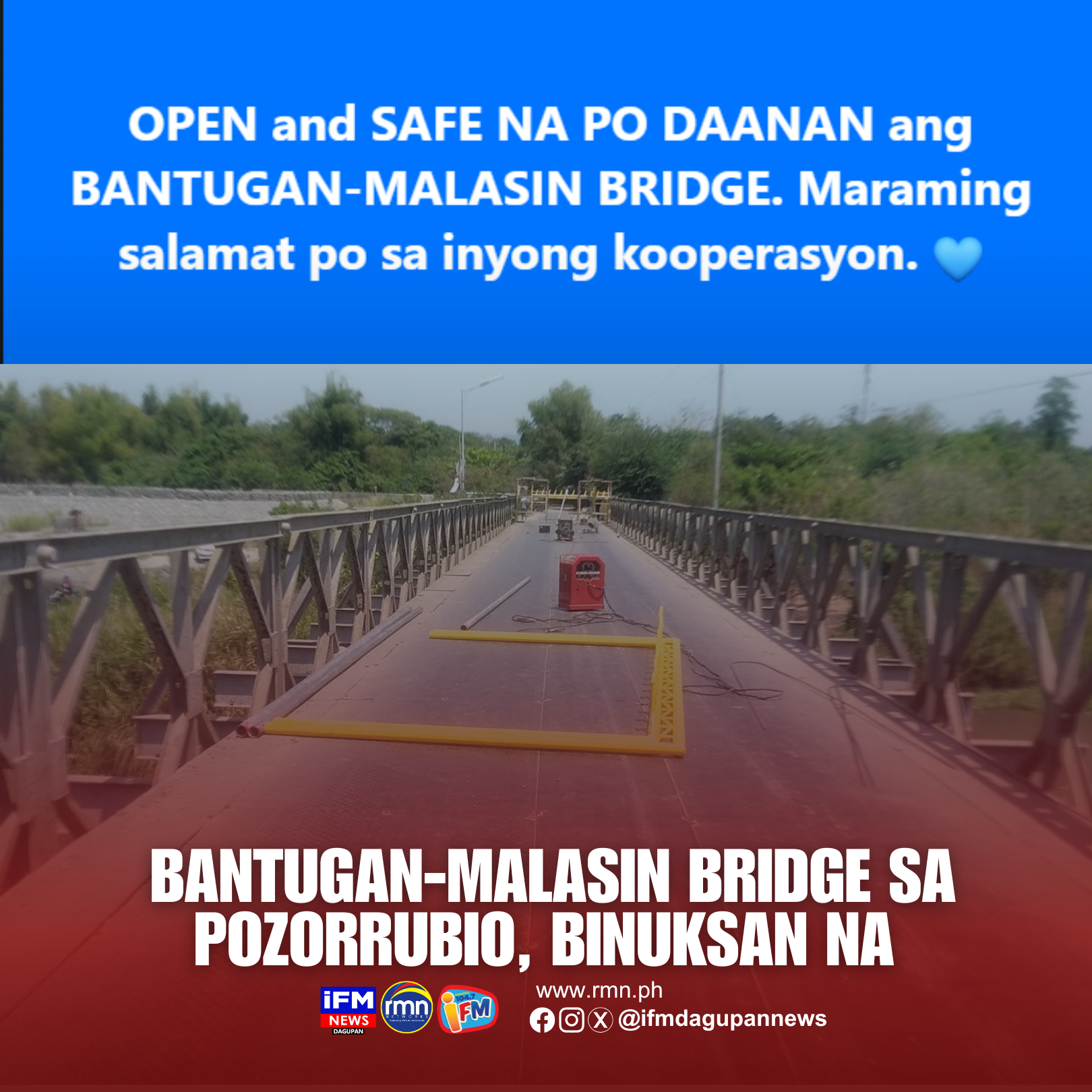 𝗕𝗔𝗡𝗧𝗨𝗚𝗔𝗡-𝗠𝗔𝗟𝗔𝗦𝗜𝗡 𝗕𝗥𝗜𝗗𝗚𝗘 𝗦𝗔 𝗣𝗢𝗭𝗢𝗥𝗥𝗨𝗕𝗜𝗢, 𝗕𝗜𝗡𝗨𝗞𝗦𝗔𝗡 𝗡𝗔 - RMN Networks