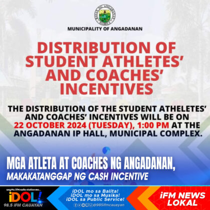 MGA ATLETA AT COACHES NG ANGADANAN, MAKAKATANGGAP NG CASH INCENTIVE ...