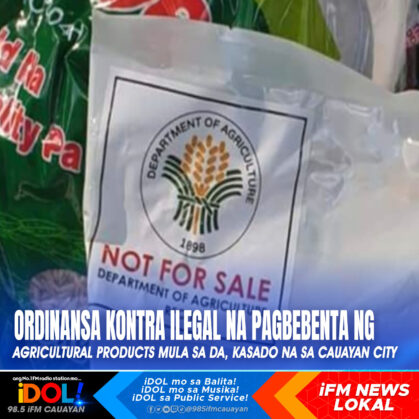 ORDINANSA KONTRA ILEGAL NA PAGBEBENTA NG AGRICULTURAL PRODUCTS MULA SA DA, KASADO NA SA CAUAYAN ...