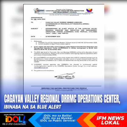 𝗖𝗔𝗚𝗔𝗬𝗔𝗡 𝗩𝗔𝗟𝗟𝗘𝗬 𝗥𝗘𝗚𝗜𝗢𝗡𝗔𝗟 𝗗𝗥𝗥𝗠𝗖 𝗢𝗣𝗘𝗥𝗔𝗧𝗜𝗢𝗡𝗦 𝗖𝗘𝗡𝗧𝗘𝗥, 𝗜𝗕𝗜𝗡𝗔𝗕𝗔 𝗡𝗔 𝗦𝗔 𝗕𝗟𝗨𝗘 𝗔𝗟𝗘𝗥𝗧 - RMN Networks