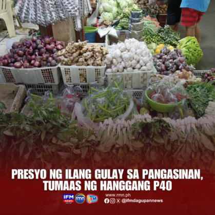 PRESYO NG ILANG GULAY SA PANGASINAN, TUMAAS NG HANGGANG P40 - RMN Networks