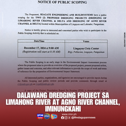 𝗗𝗔𝗟𝗔𝗪𝗔𝗡𝗚 𝗗𝗥𝗘𝗗𝗚𝗜𝗡𝗚 𝗣𝗥𝗢𝗝𝗘𝗖𝗧 𝗦𝗔 𝗟𝗜𝗠𝗔𝗛𝗢𝗡𝗚 𝗥𝗜𝗩𝗘𝗥 𝗔𝗧 𝗔𝗚𝗡𝗢 𝗥𝗜𝗩𝗘𝗥 𝗖𝗛𝗔𝗡𝗡𝗘𝗟 ...