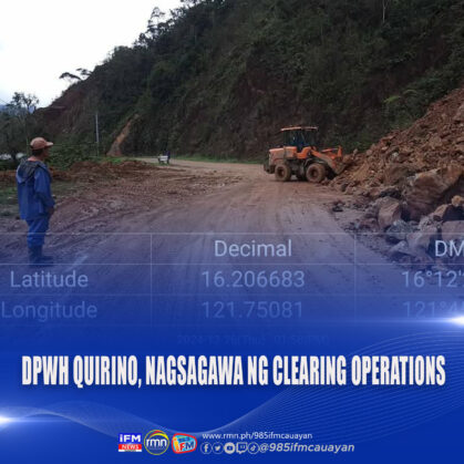 DPWH QUIRINO, NAGSAGAWA NG CLEARING OPERATIONS - RMN Networks