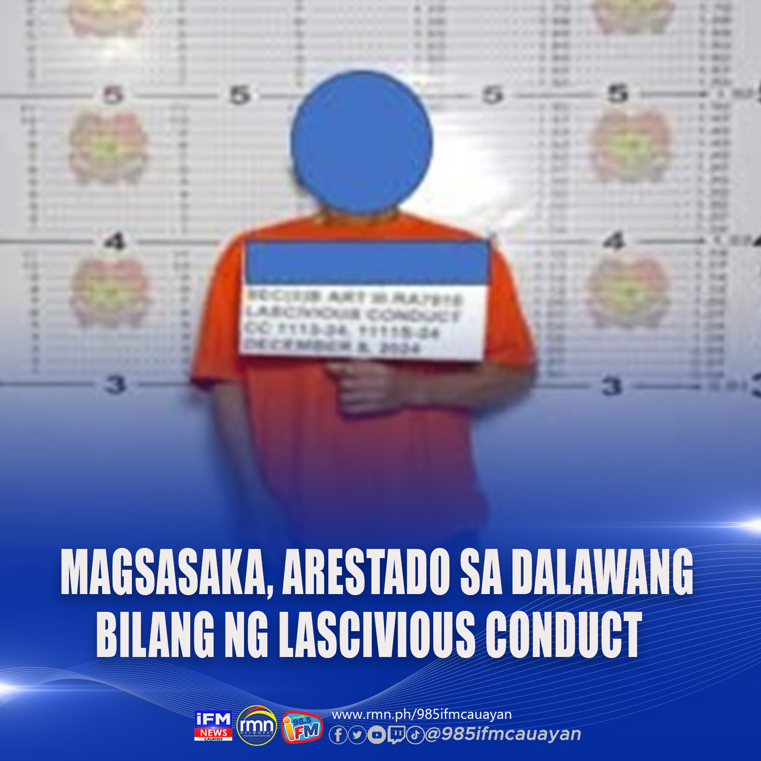MAGSASAKA, ARESTADO SA DALAWANG BILANG NG LASCIVIOUS CONDUCT - RMN Networks