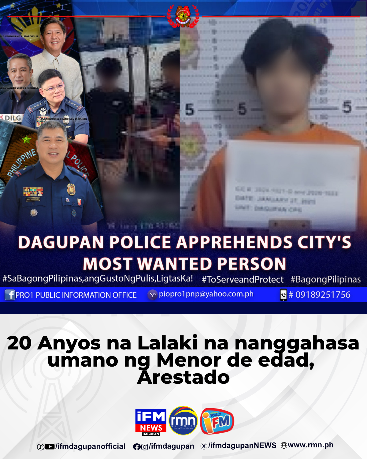 20 ANYOS NA LALAKI NA NANGGAHASA UMANO NG MENOR DE EDAD, ARESTADO - RMN Networks