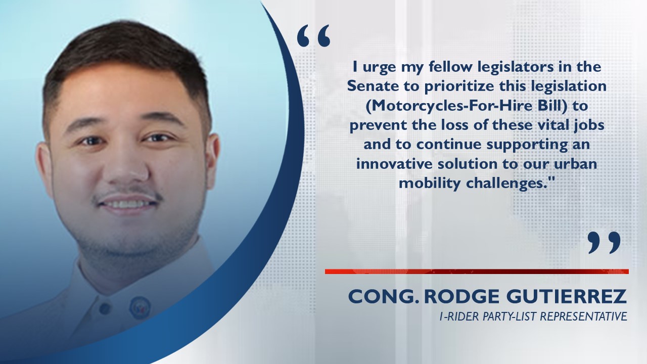 Kamara, hiniling sa Senado ang pagpasa sa panukalang Motorcycle-for ...