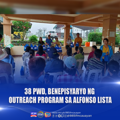 38 PWD, BENEPISYARYO NG OUTREACH PROGRAM SA ALFONSO LISTA - RMN Networks