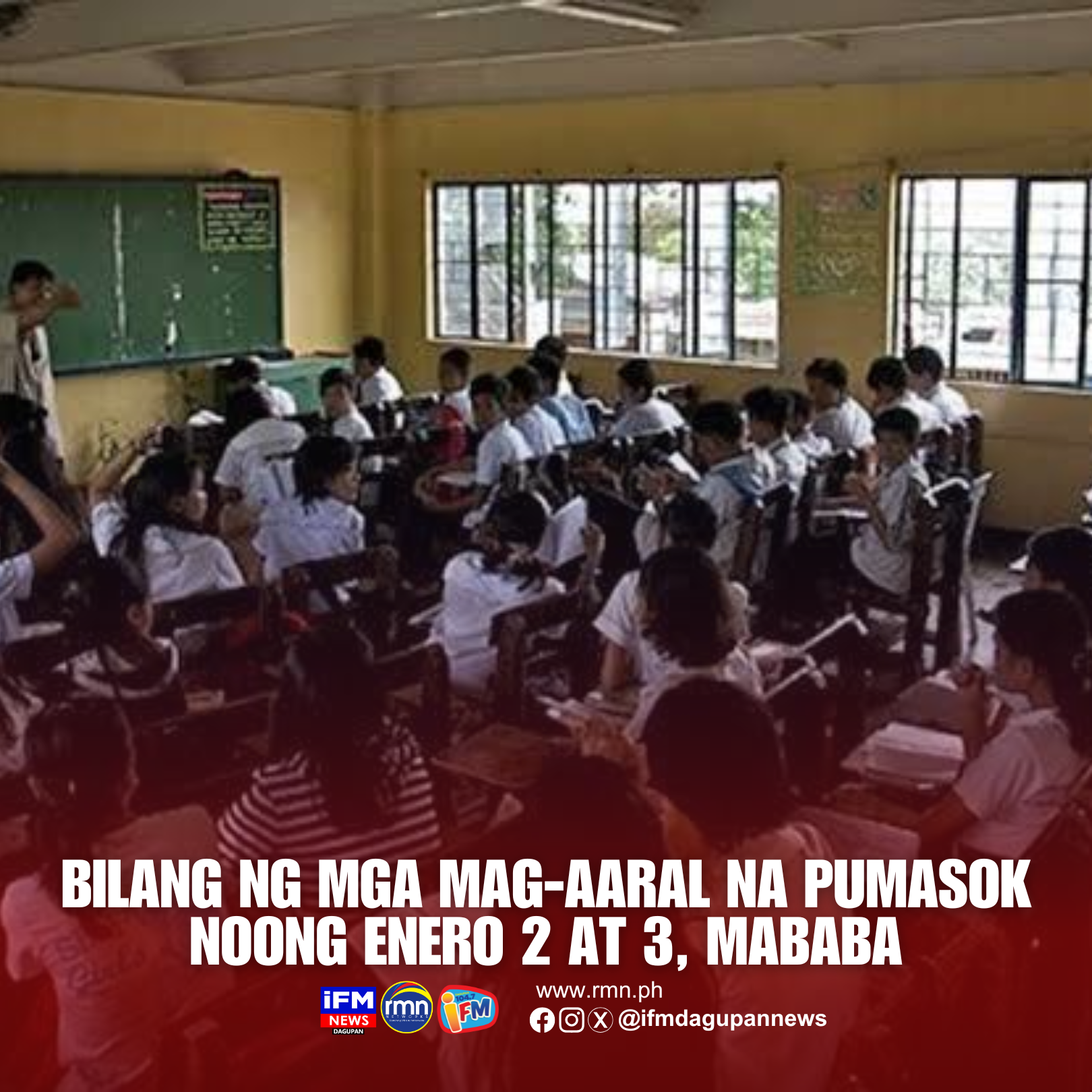 BILANG NG MGA MAG-AARAL NA PUMASOK NOONG ENERO 2 AT 3, MABABA - RMN Networks