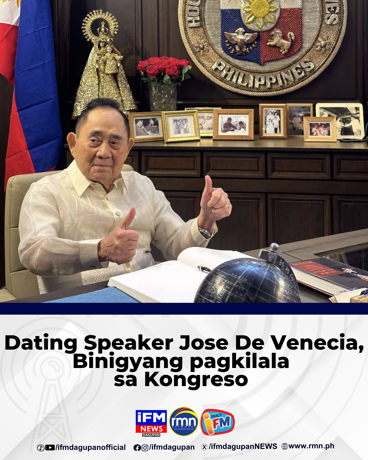 DATING SPEAKER JOSE DE VENECIA, BINIGYANG PAGKILALA SA KONGRESO - RMN ...