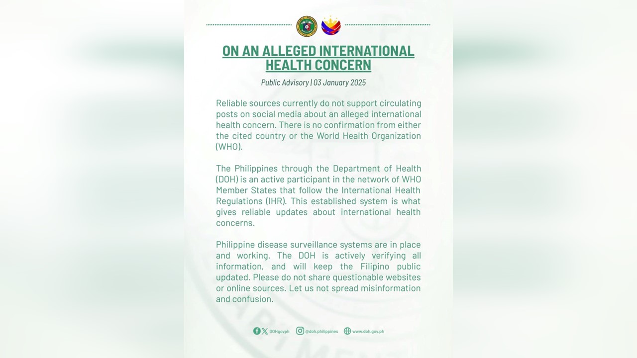 Opisyal na pahayag ng WHO kaugnay sa umano'y pagkalat ng virus ...