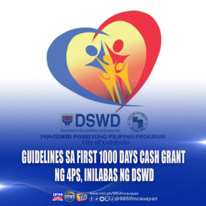 GUIDELINES SA FIRST 1000 DAYS CASH GRANT NG 4PS, INILABAS NG DSWD - RMN ...