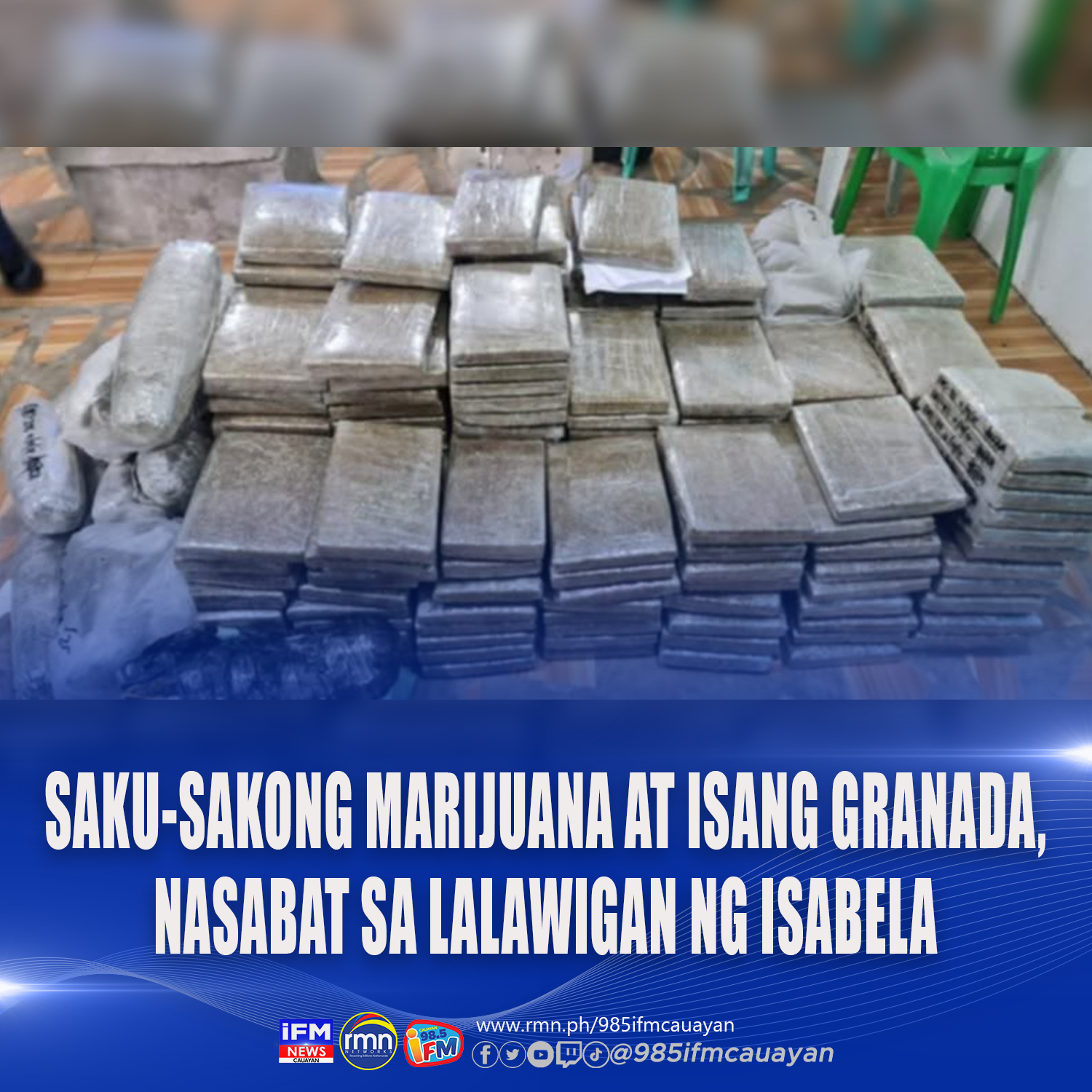 SAKU-SAKONG MARIJUANA AT ISANG GRANADA, NASABAT SA LALAWIGAN NG ISABELA - RMN Networks