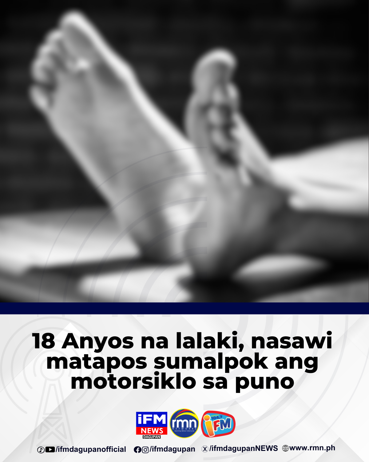 18 ANYOS NA LALAKI, NASAWI MATAPOS SUMALPOK ANG MOTORSIKLO SA PUNO - RMN Networks