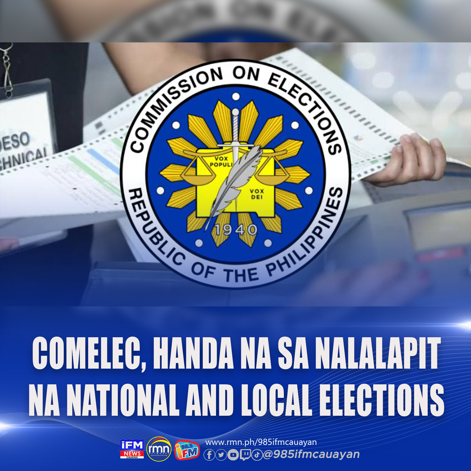 COMELEC, HANDA NA SA NALALAPIT NA NATIONAL AND LOCAL ELECTIONS - RMN ...