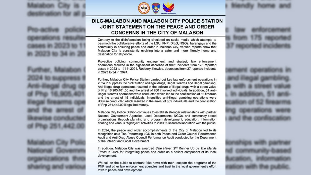 Malabon City Police Station, pumalag sa lumalabas na fake news hinggil sa pagtaas ng bilang ng ...