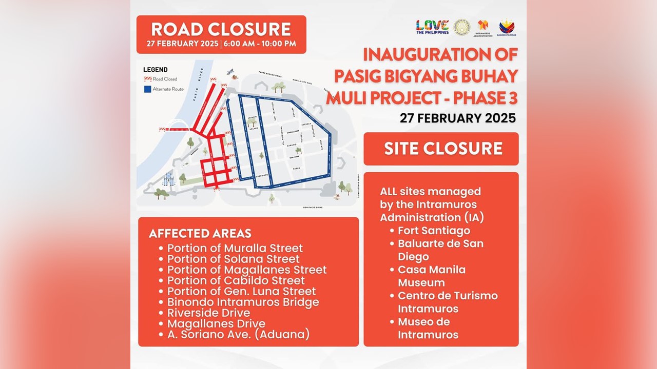 Ilang kalye sa Intramuros at Binondo-Intramuros Bridge, pansamantalang ...