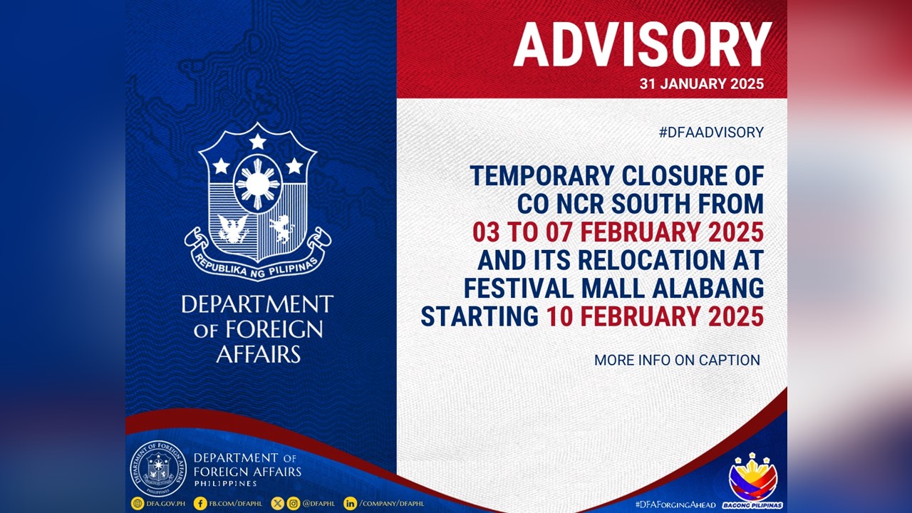 DFA Consular office sa NCR-South, pansamantalang isasara ngayong linggo ...