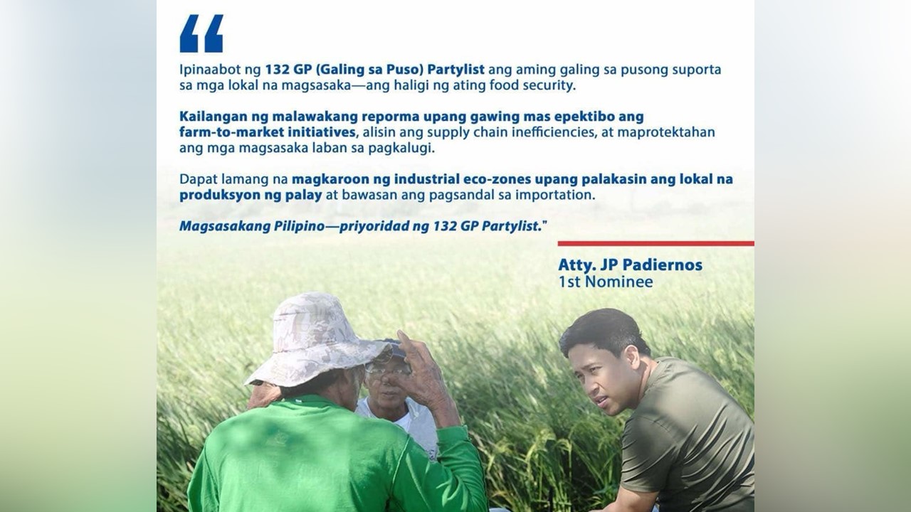 132 GP Partylist isusulong ang agri reforms sa Kongreso - RMN Networks