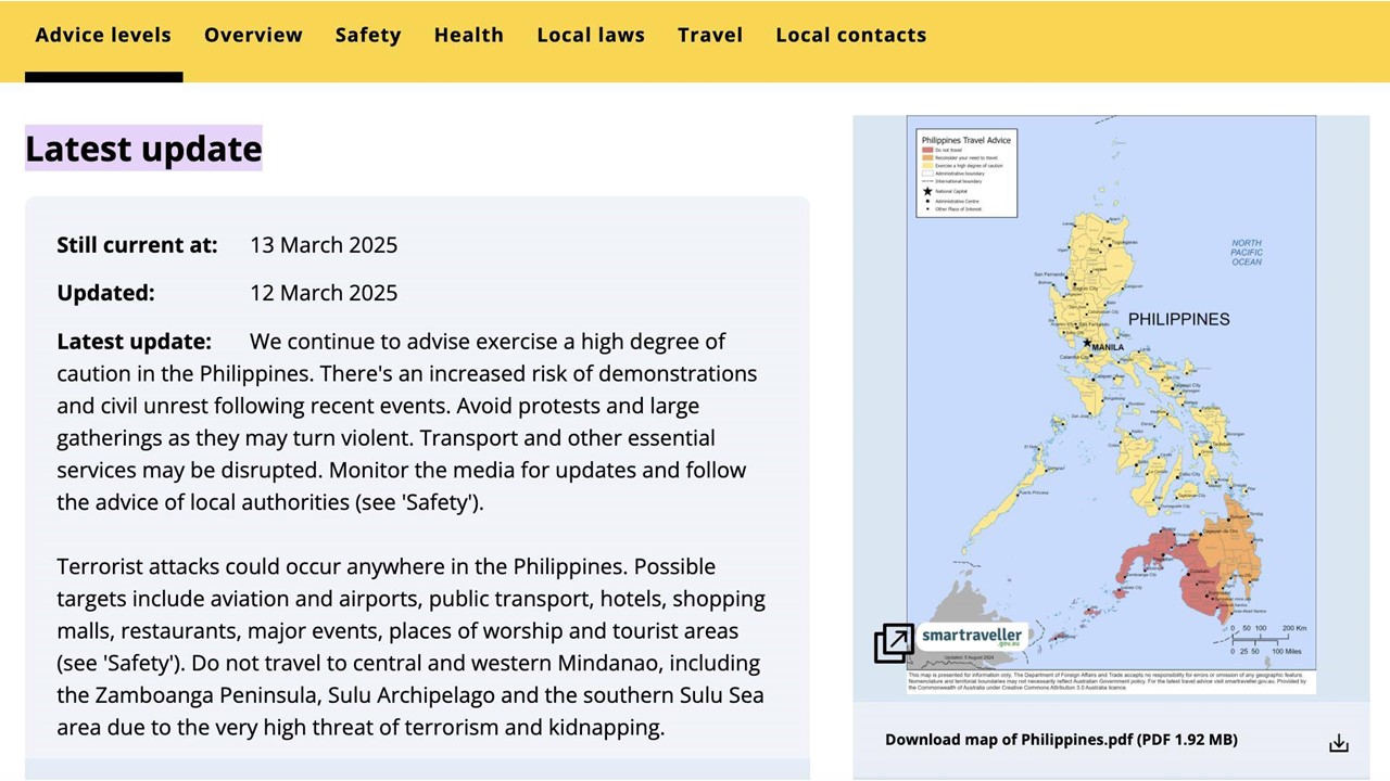 Australia, naglabas ng travel advisory laban sa Pilipinas - RMN Networks