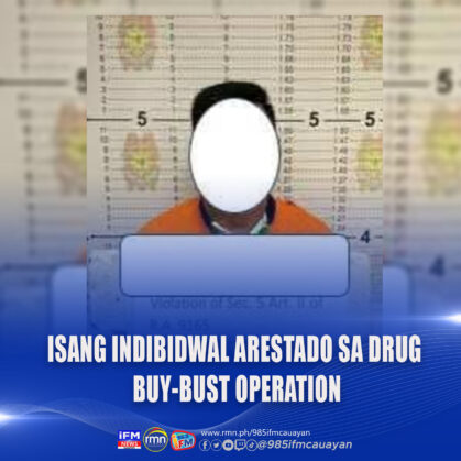 ISANG INDIBIDWAL ARESTADO SA DRUG BUY-BUST OPERATION - RMN Networks