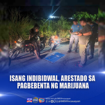 ISANG INDIBIDWAL, ARESTADO SA PAGBEBENTA NG MARIJUANA - RMN Networks