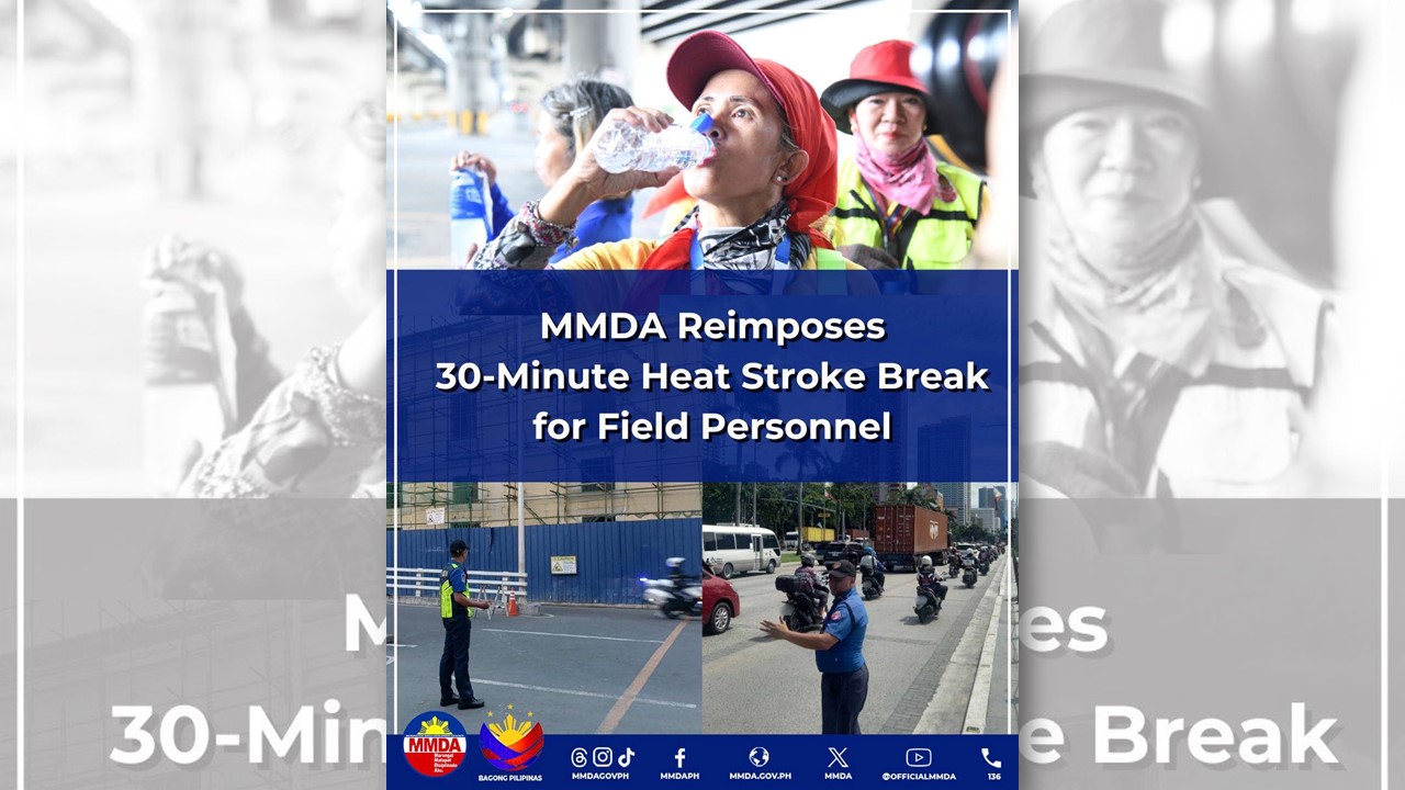 30 minutong heat stroke break, ipinatupad na ng MMDA sa kanilang mga field personnel - RMN Networks