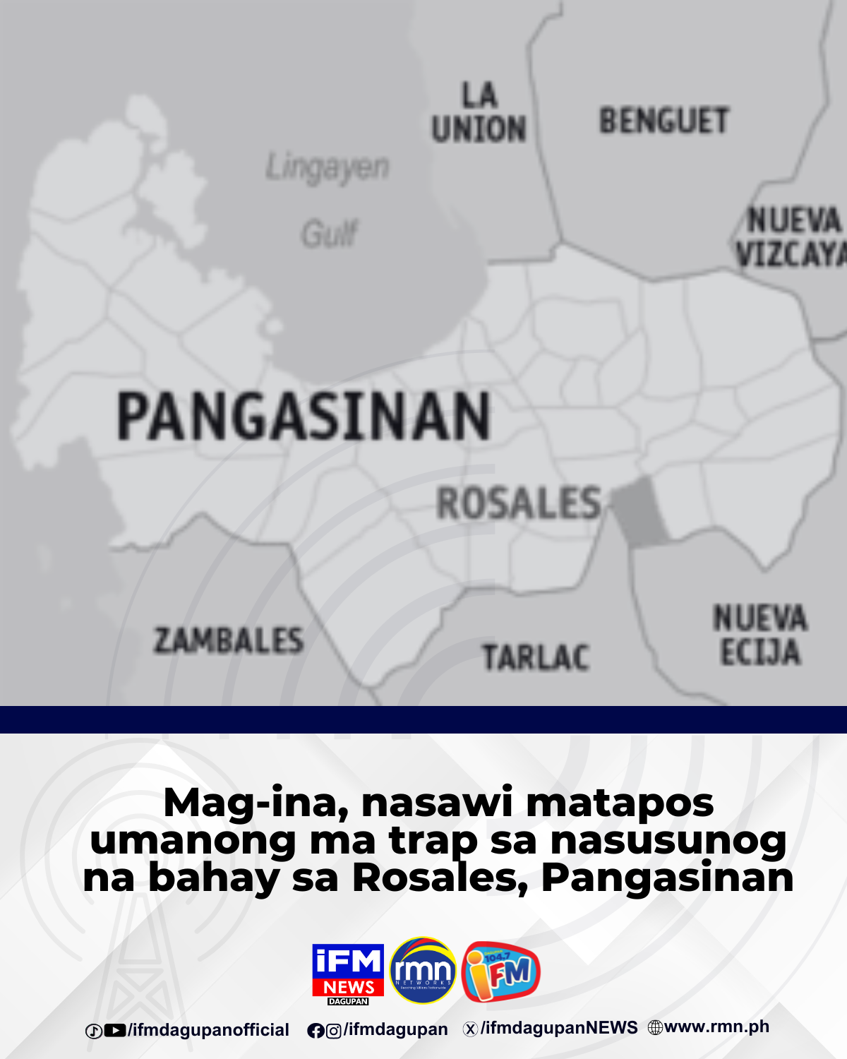 MAG-INA, NASAWI MATAPOS UMANONG MA TRAP SA NASUSUNOG NA BAHAY SA ROSALES, PANGASINAN - RMN Networks