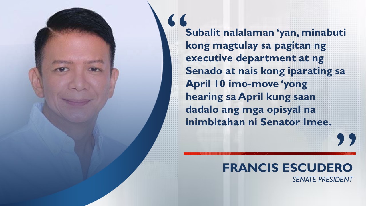 Ilang mga cabinet member at official, dadalo na sa pagdinig ng senado patungkol sa pag-aresto ...