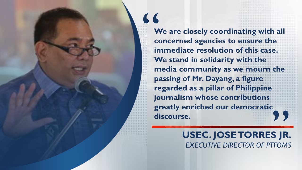 PTFOMS, nakikipag-ugnayan na sa mga kaukulang ahensiya para sa imbestigasyon ng pagpatay sa ...