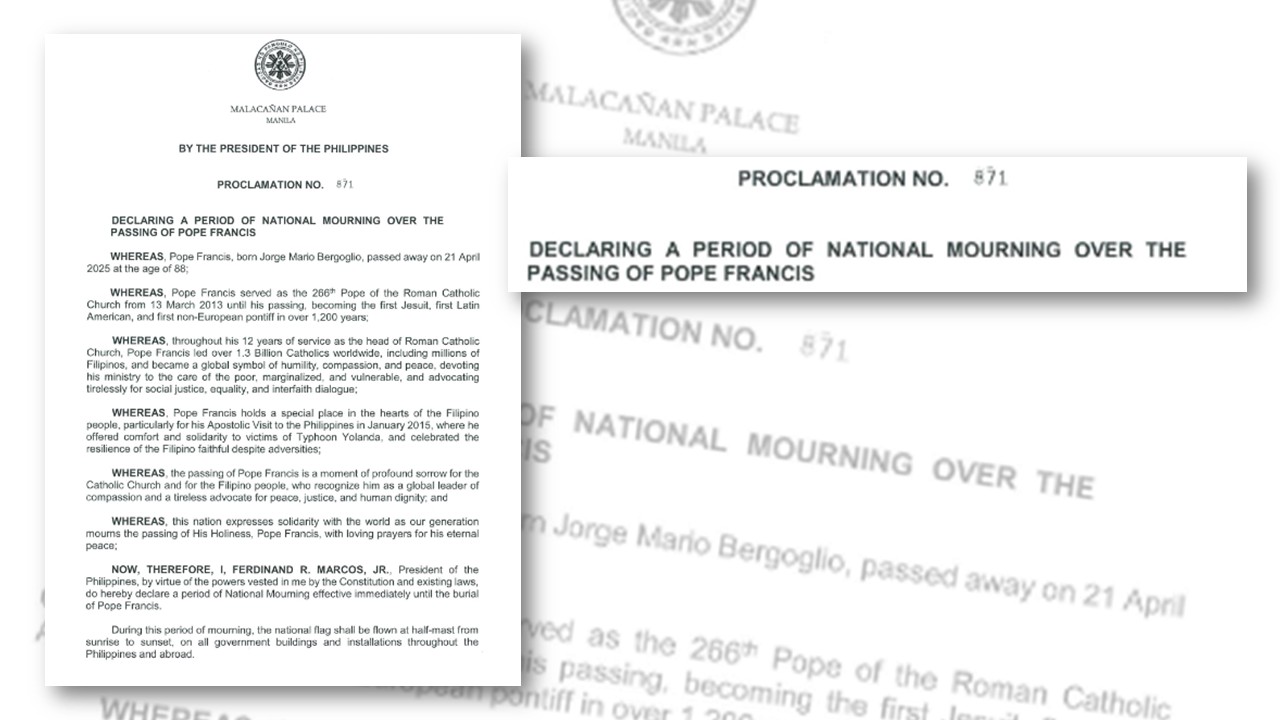 Panahon ng Pambansang Pagluluksa para kay Pope Francis, idineklara ni ...