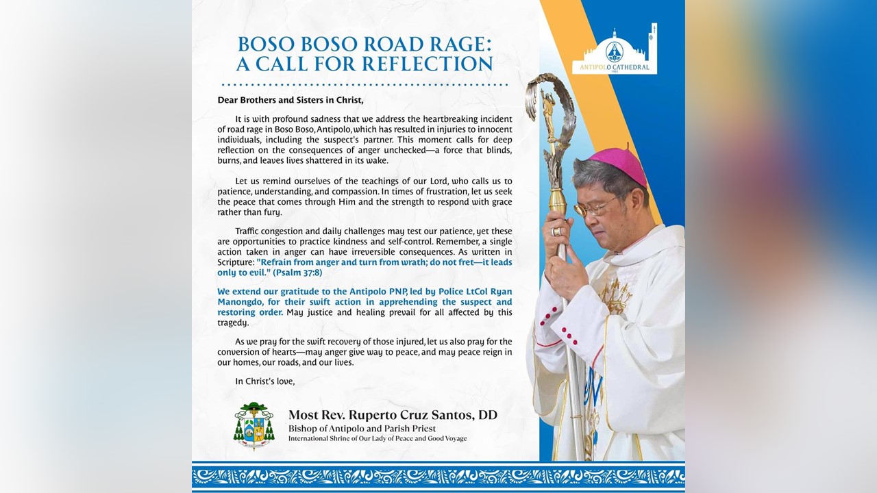 Matapos ang nag-viral na road rage incident, obispo nanawagan na maging ...