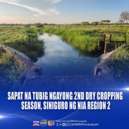 SAPAT NA TUBIG NGAYONG 2ND DRY CROPPING SEASON, SINIGURO NG NIA REGION 2 - RMN Networks