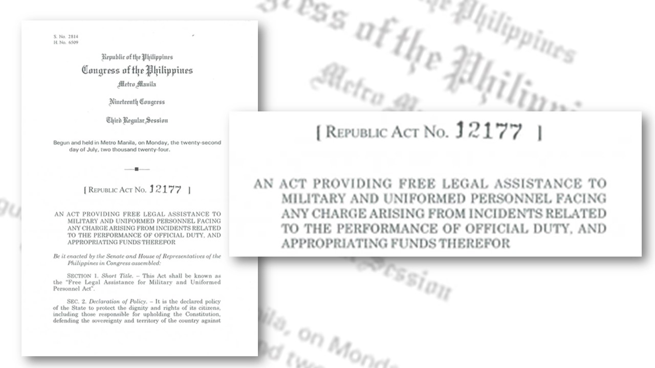 Libreng legal assistance para sa military at uniformed personnel na may kasong kinahaharap dahil ...