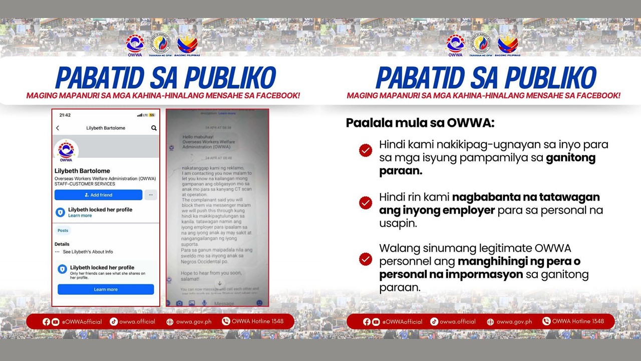 OWWA, pinapag-iingat ang publiko sa kumakalat na online scam - RMN Networks