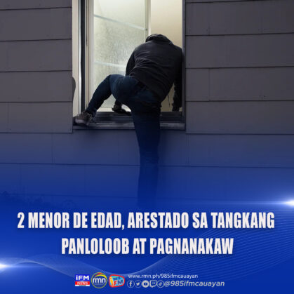 2 MENOR DE EDAD, ARESTADO SA TANGKANG PANLOLOOB AT PAGNANAKAW - RMN Networks