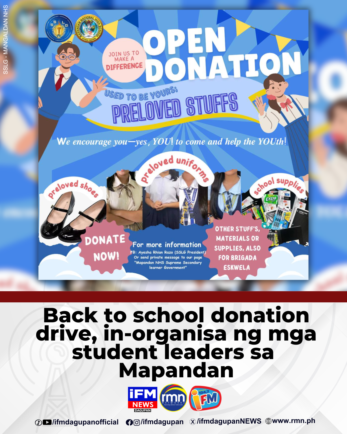 BACK TO SCHOOL DONATION DRIVE, INORGANISA NG MGA STUDENT LEADERS SA ...