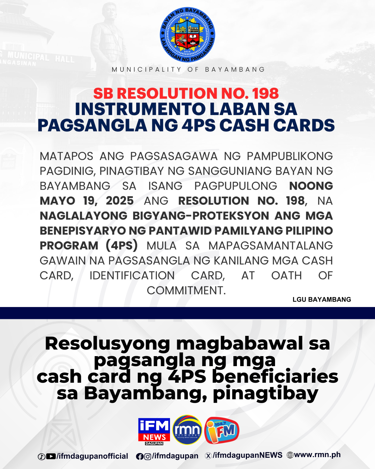 RESOLUSYONG MAGBABAWAL SA PAGKASANGKOT SA PAGSANGLA NG MGA CASH CARD NG ...