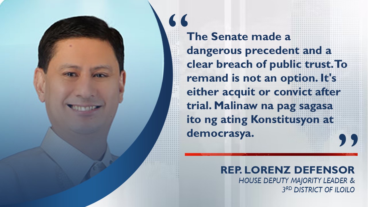 Pagpapabalik ng Senado sa articles of impeachment, paglabag sa konstitusyon at sa tiwala ng ...