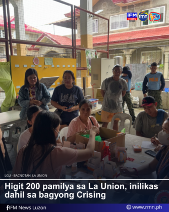 HIGIT 200 PAMILYA SA LA UNION, INILIKAS DAHIL SA BAGYONG CRISING - RMN Networks