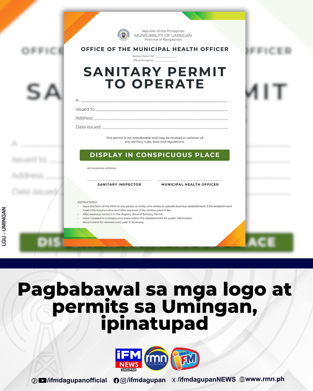 PAGBABAWAL SA MGA LOGO AT PERMITS SA UMINGAN, IPINATUPAD - RMN Networks