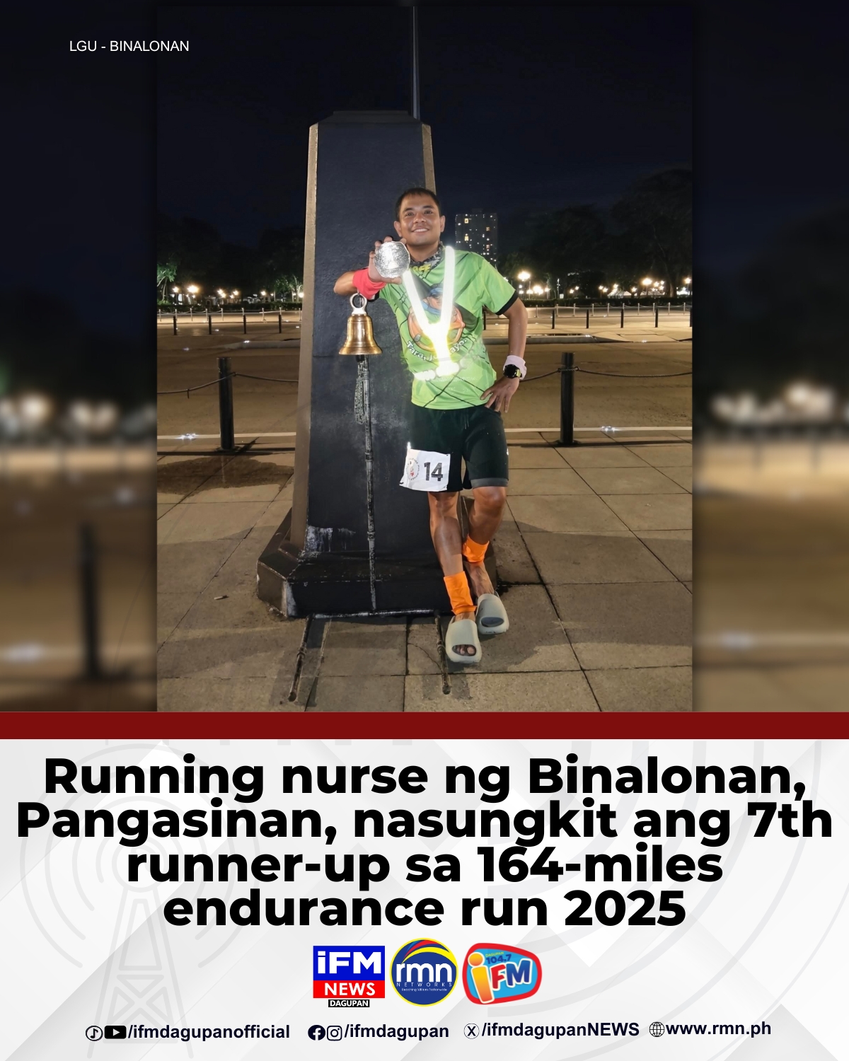RUNNING NURSE NG BINALONAN, PANGASINAN, NASUNGKIT ANG 7TH RUNNER-UP SA 164-MILES ENDURANCE RUN ...