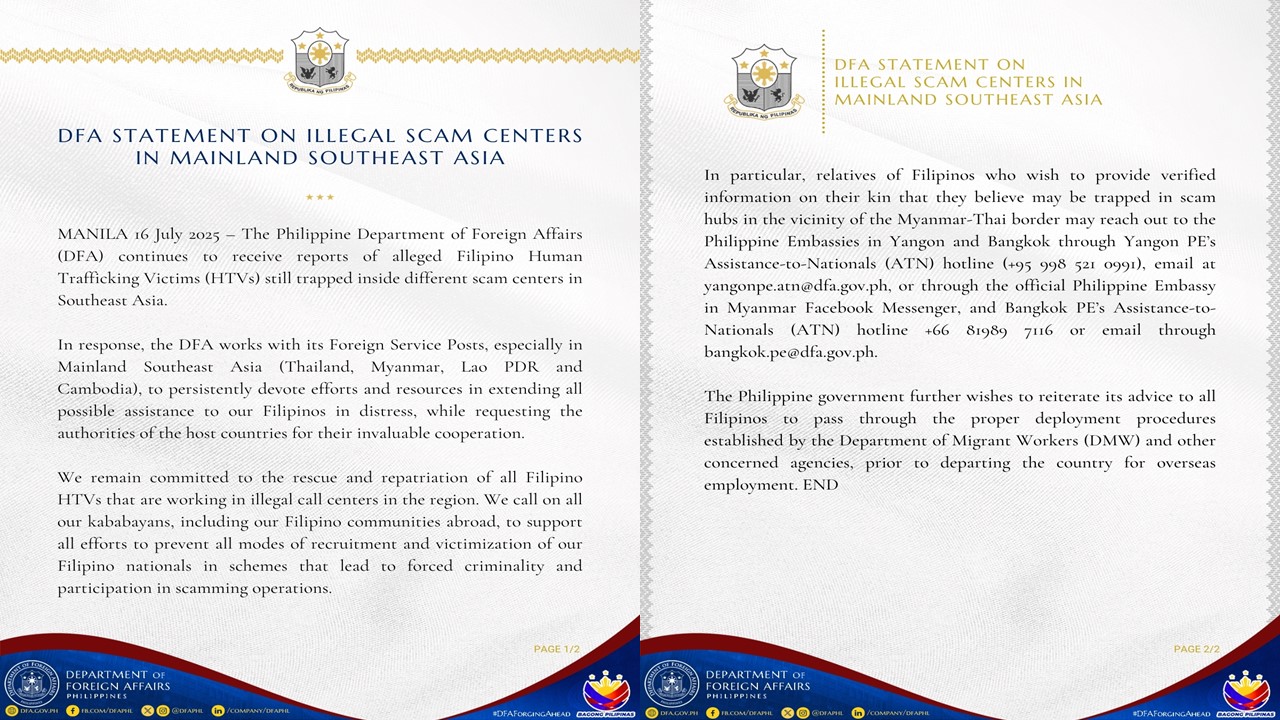 DFA, kinumpirma ang pagdami ng Filipino human trafficking victims na nata-trap sa iba't ibang ...