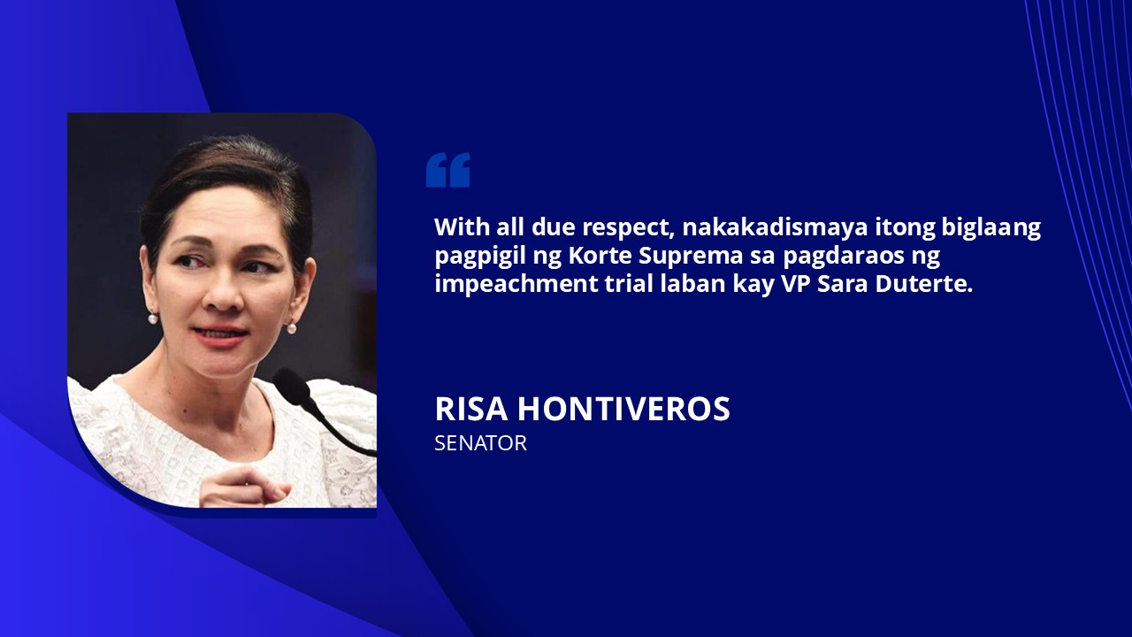 Senador, lubos ang pagkadismaya sa desisyon ng Korte Suprema sa impeachment case laban kay VP ...