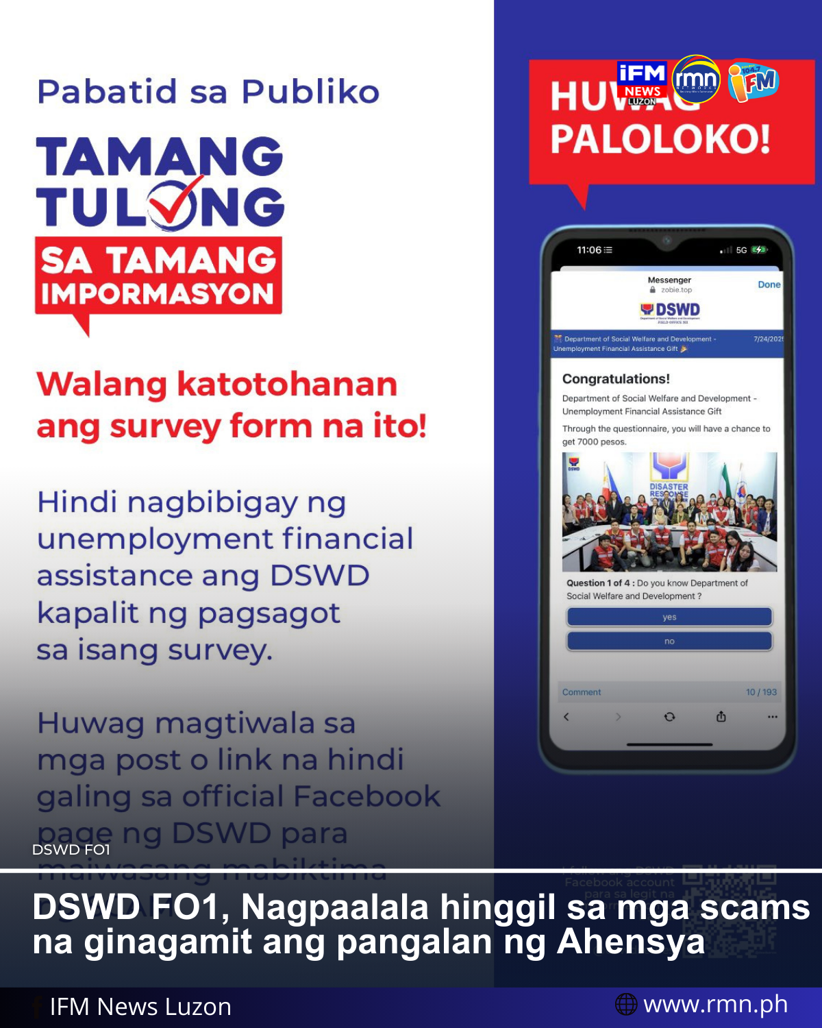 DSWD FO1, NAGPAALALA HINGGIL SA MGA SCAMS NA GINAGAMIT ANG PANGALAN NG ...