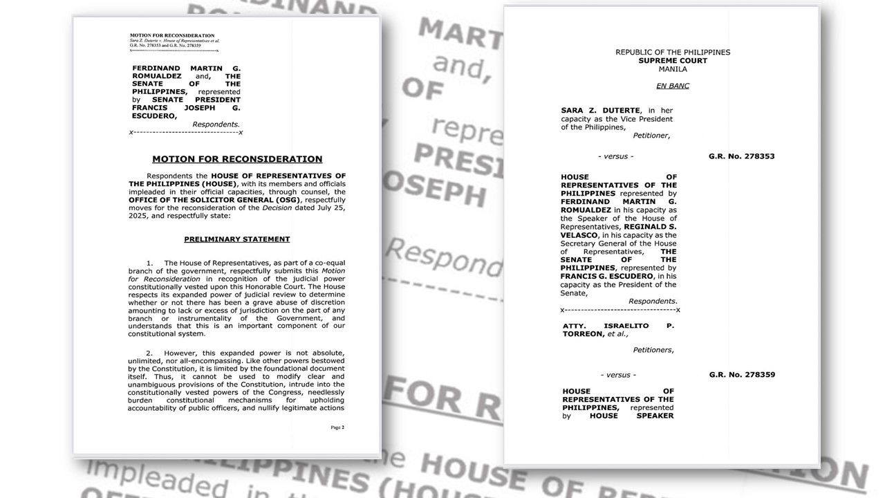HOR, naghain ng MR sa SC ruling na nagdedeklarang unconstitutional ang impeachment case laban ...